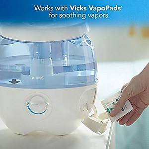 Vicks Sweet Dreams Cool Mist Humidifier, Blue, Medium Room, 1 Gallon Tank – Filter Free Cool Mist Humidifier for Baby and Kids Rooms with Light Up Display, Works with Vicks VapoPads