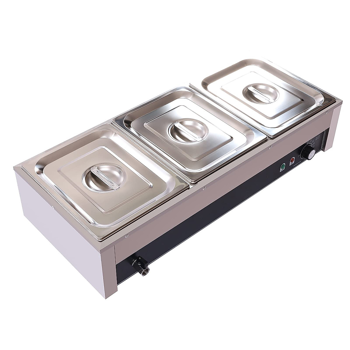 Electric Commercial Food Warmer,Buffet Food Warmer,Stainless Steel Bain Marie Buffet with Temperature Control & Lid for Parties, Catering (3 Pan-1500W)