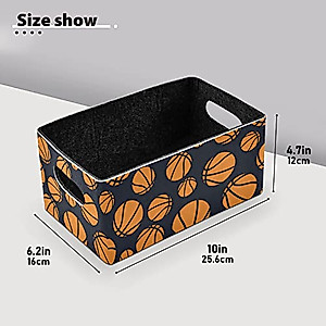 Orange Basketball Balls Storage Basket Felt Storage Bin Collapsible Towel Storage Toy Storage Box Organizer for Kids Bedroom Magazine