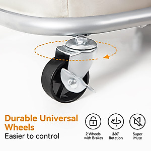 WOWLIVE 100L Rolling Laundry Hamper with Wheels Large Laundry Basket Organizer Laundry Cart with Steel Frame and Removable Bag Foldable Tall Dirty Clothes Hamper Dorm Room Storage for Bedroom (Beige)