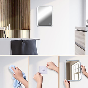 Beautrayn Makeup Mirror with Light, Touch Screen Vanity with 3X Mirror, USB Rechargeable 3 Color Lighting Modes, Adjustable Metal Stand 90° Rotation, Hanging Bathroom for Shower, Travel