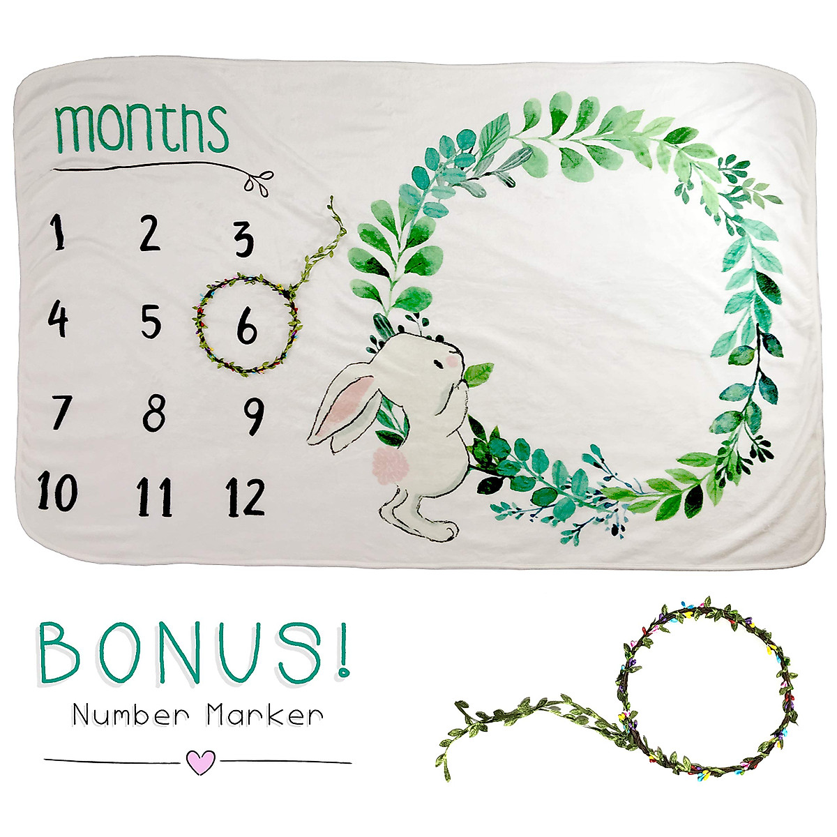 Achilles Axis Baby Milestone Blanket - Organic Soft Plush Fleece Unisex Design - Large 60 in x 40 in - Flower Photography Background Prop Included