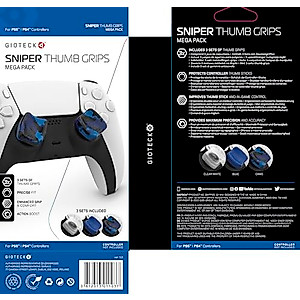 Gioteck SMP PS5 – Thumb Grips PS5 Megapack Caps/Caps/Protective Silicone for PlayStation 5 Joysticks – Non-Slip – Aiming Aid – PS5 Controller Protector (3 Pack) White/Blue/Black