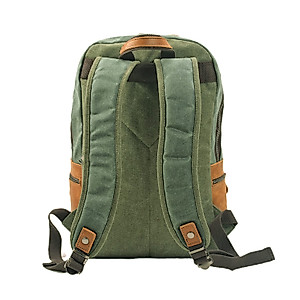 WUDON Leather Laptop Backpack for Women 2022 New Waterproof Travel Leather Backpack Vintage Waxed Canvas Shoulder Rucksack for School Flight Hiking