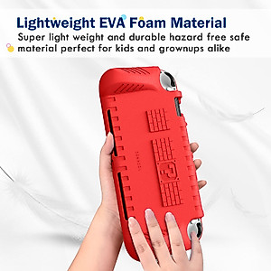 Fintie Kids Case for Nintendo Switch OLED Model 2021 with 2 Game Card Slots - [Kids Friendly] Ultralight Shockproof Protective Cover, Ergonomic Grip Case for Switch OLED Model Console 7.0", Red