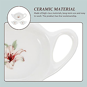 Tea Spoon Rest Jewelry Tray Ceramic Teabag Holder, Tea Bag Holder Teapot Shaped Resting Saucer Spoon Rests Teabag Saucer Seasoning Dish Loose Tea Dish Jewelry Organizer Stand