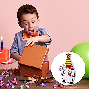 OBANGONG 3 PCS Wooden Happy Birthday Gnomes Self-Standing Gnome Table Decorations Birthday Gnomes Table Signs Tray Gnome Decor for Home,Garden Birthday Party