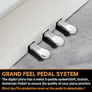 AODSK 88 Key Digital Piano,Weighted Hammer Action Digital Piano with Full-Size Weighted Keys,Triple Pedal,Beginner Bundle with Furniture Stand,Slide Key Cover,Piano Lessons(White)