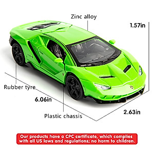 BDTCTK 1:32 LP770 Model Car, Zinc Alloy Pull Back Toy Car with Sound and Light for Kids Boy Girl Green