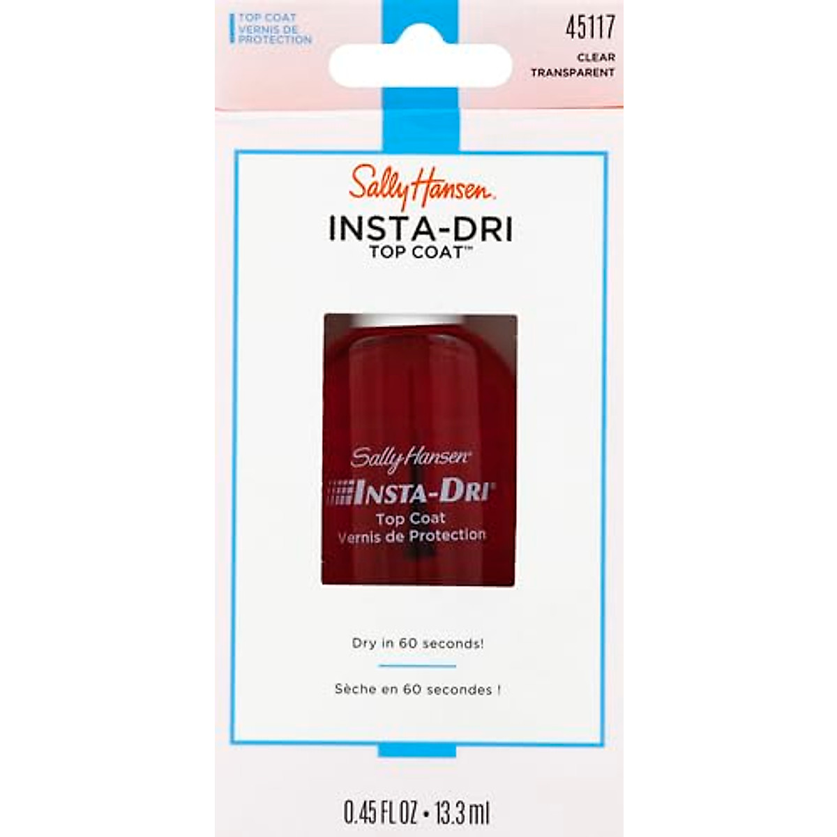 Sally Hansen Insta-Dri®, Clear Top Coat, Quick Dry, Long Lasting, Streak-Free Shine, Clear Nail Polish
