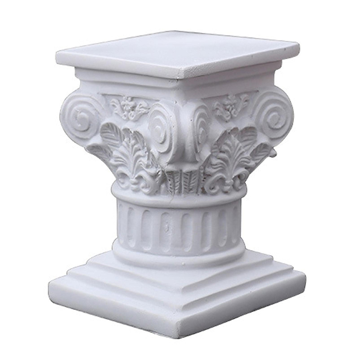 soarflight Roman Pillar Greek Column Resin Statue Figurine Base Pedestal Stand Birthday Party Wedding Table Sand Game Decor Supplies Great for Home Garden Classy, White, Square Small