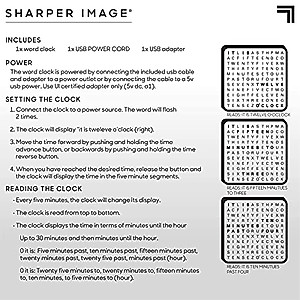 Sharper Image Light Up Electronic Word Clock, Copper Finish with LED Light Display, USB Cord and Power Adapter, 7.75in Square Face, Unique Contemporary Home and Office Decor