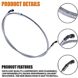 MWMNUN 70" Braided Hydraulic Brake Hose Line Pipeline Compatible with Chinese GY6 Scooter ATV Dirt Bike Go Kart 10mm Banjo Ends 178CM