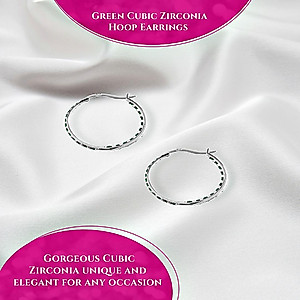 Shop LC 925 Sterling Silver Hoop Earrings for Women Green Cubic Zirconia CZ Inside Out Jewelry Rhodium Plated Cute Gifts for Women Birthday Gifts