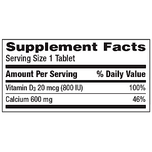 Caltrate 600 Plus D3 Calcium and Vitamin D Supplement Tablets, Bone Health Supplements for Adults - 200 Count