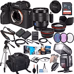 Sony a7R IVA Mirrorless Camera Bundle - ILCE7RM4A/B with 24-70mm f/4 Lens + Prime Accessory Package Including 128GB Memory, TTL Flash, Extra Battery, Editing Software Package, Auxiliary Lenses & More