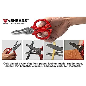 VAMPLIERS vSHEARS: 6.3" All Purpose Heavy-Duty Scissors. 4-in-1 Multipurpose Blade Combination Shears, Premium Japanese Stainless Steel Body. Cuts Carpet, Leather, Rope, Copper Wire and more.…