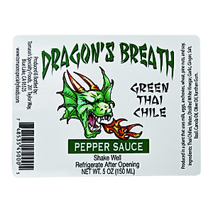 Dragon's Breathe Green Thai Chili Hot Pepper Spicy Sauce with natural Ingredients Bold Flavor made from Exotic Bird's Eye Chili Pepper