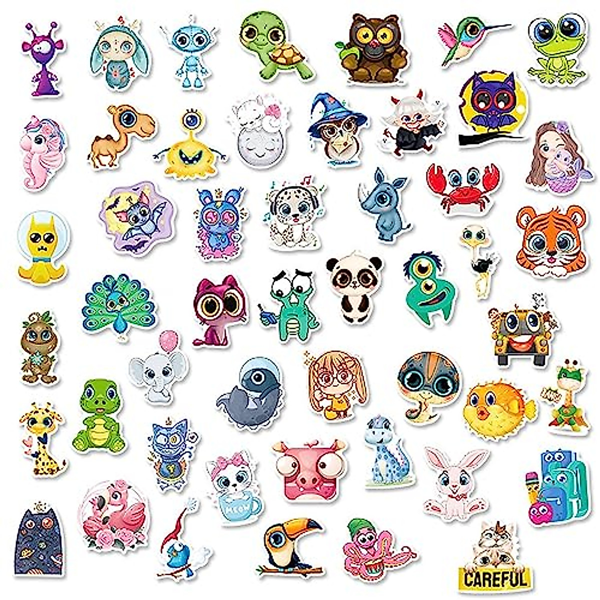 50Pcs Cartoon Big Eyes Stickers for Water Bottles,Toys Teens Boys Girls Adults Gifts,Vinyl Waterproof Stickers for Laptop,Phone,Notebook,Skateboard Decal Sticker Pegatinas Juguete
