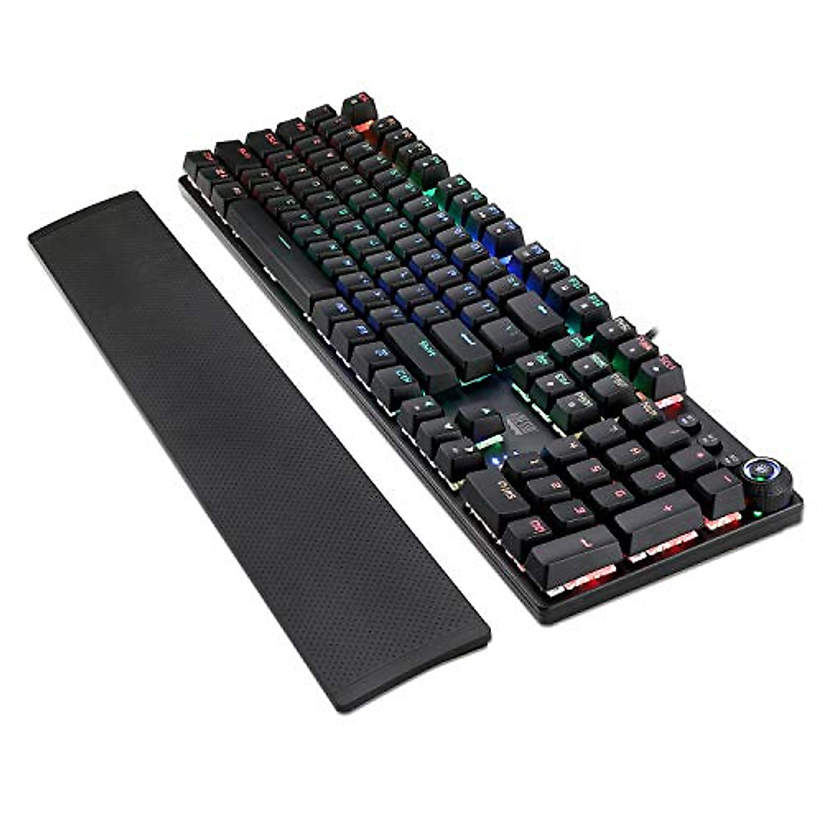 Adesso RGB Programmable Mechanical Gaming Keyboard with Detachable Magnetic Palmrest, 108 Keys, Black