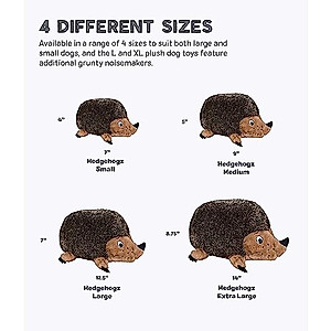 Outward Hound Hedgehogz Squeaky Dog Toy – Cuddly Soft Toy for Dogs - Durable Plush Fluffy Toy for Awesome Pets, LG, Model:32022, Brown, Medium
