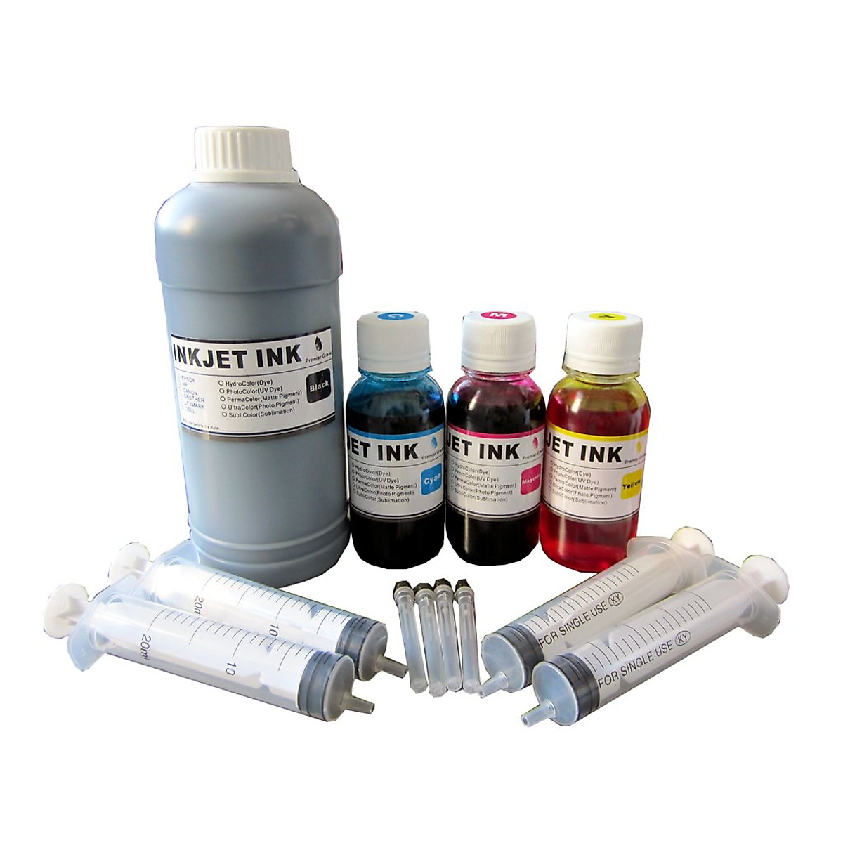 Ink cartridge refill kit, bulk ink for HP printer 16 oz. Black & 12 oz. Color (C+M+Y)