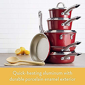 Ayesha Curry Kitchenware Ayesha Curry Home Collection Nonstick Stock Pot/Stockpot with Lid, 7.5 Quart, Sienna Red