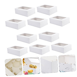 Abaodam 10 Pack Muffin Bakery Cake Boxes Paper Containers for Desserts 6-Grid Storage Boxes White Window Design Food Grade Party Banquet Friendly