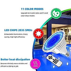 Pool Lights with Remote Control, 120V 40W RGBW Color Changing Underwater LED Pool Light for Inground Pool, E26 Replacement Bulb Fit Pentair Hayward Pool Light Fixtures