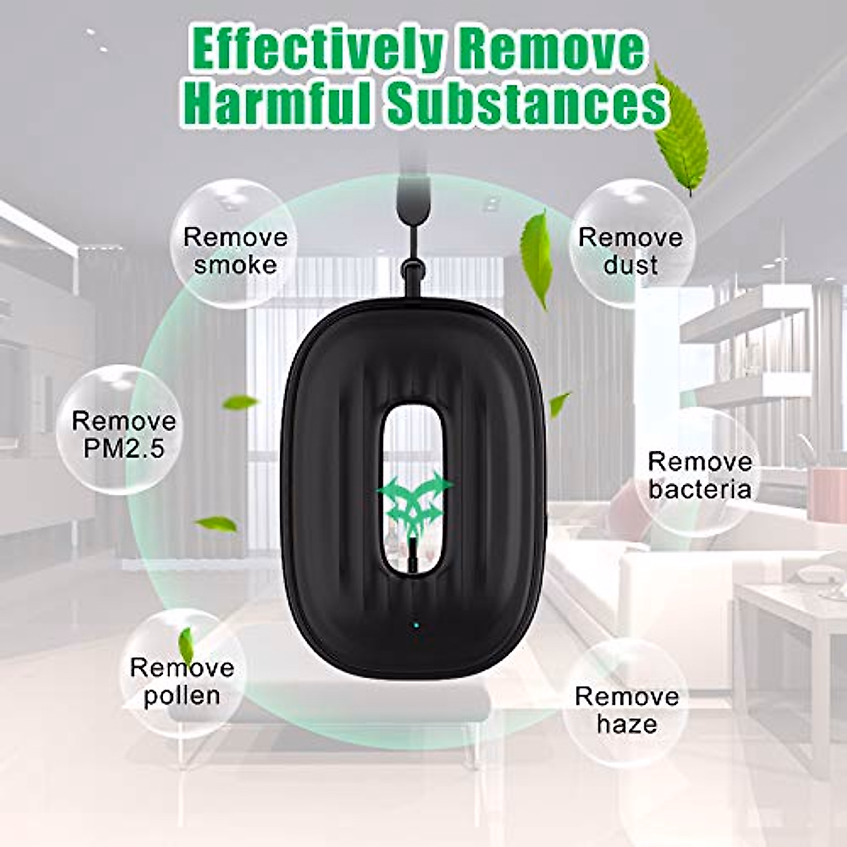 WOOLALA Nylon Lanyard Mini Necklace Ions Generator Wearable Necklace USB Rechargeable for Office/Travel/Crowded Place