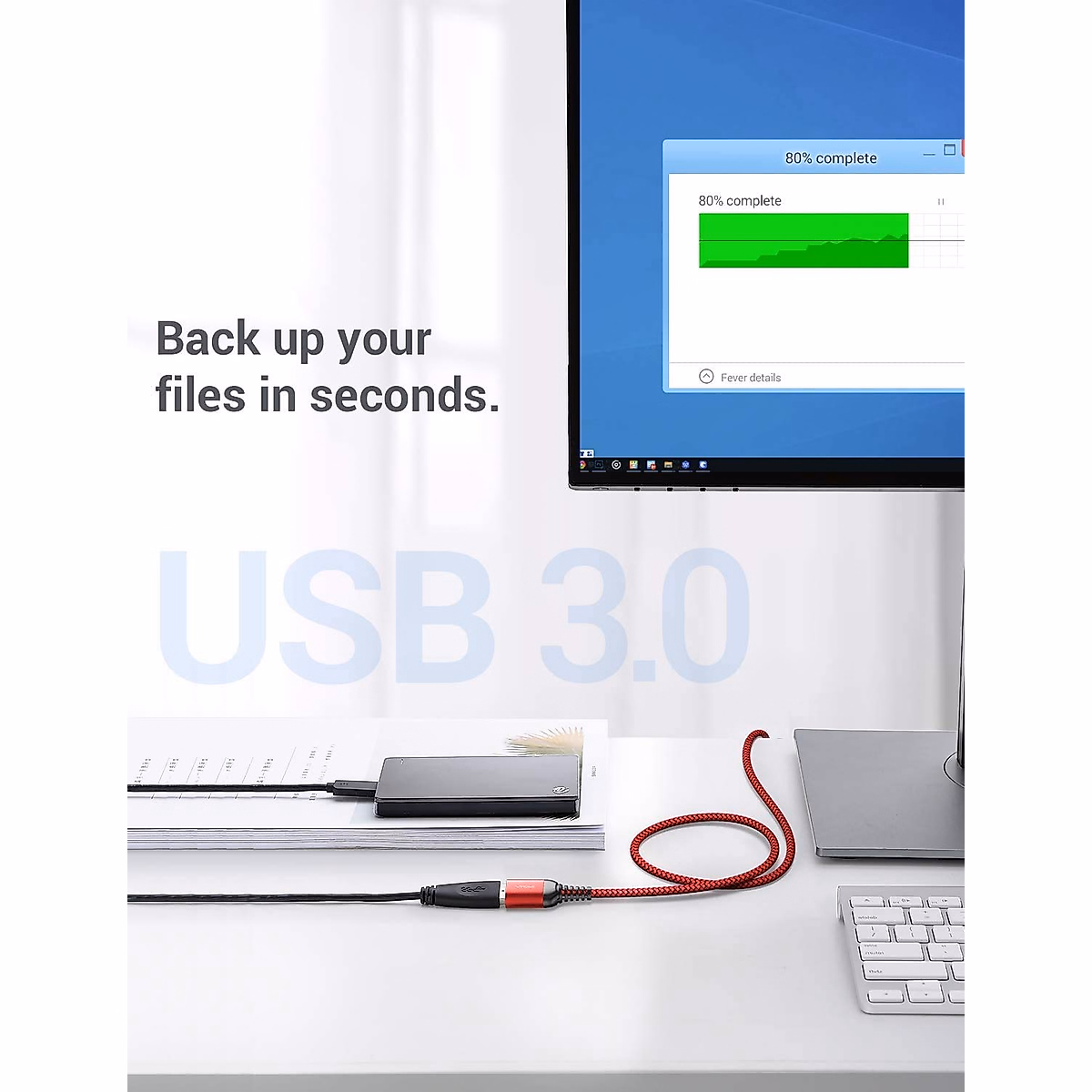 AINOPE USB Extension Cable,USB Extender,USB 3.0 Extension Cable, Male to Female Cord High Data Transfer Compatible with Webcam,USB Keyboard,Flash Drive,Hard Drive,Printer,10FT,Red