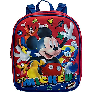Ruz Mickey Mouse Toddle Boy 12 Inch Mini Backpack (Red-Blue)