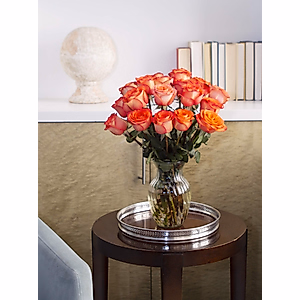 KaBloom PRIME NEXT DAY DELIVERY - Mother’s Day Collection - Bouquet of 18 Fresh Orange Roses with Vase.Gift for Birthday, Sympathy, Anniversary, Easter, Mother’s Day Fresh Flowers