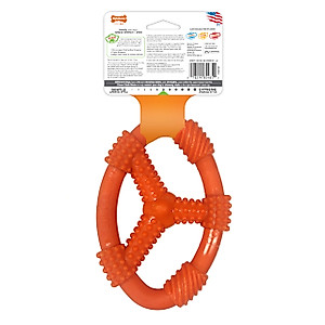 Nylabone Flexi Chew Oval Dog Ring - Textured Dog Ring Toy for Moderate & Gentle Chewers - Chicken Flavor, Wolf/Medium (1 Count)