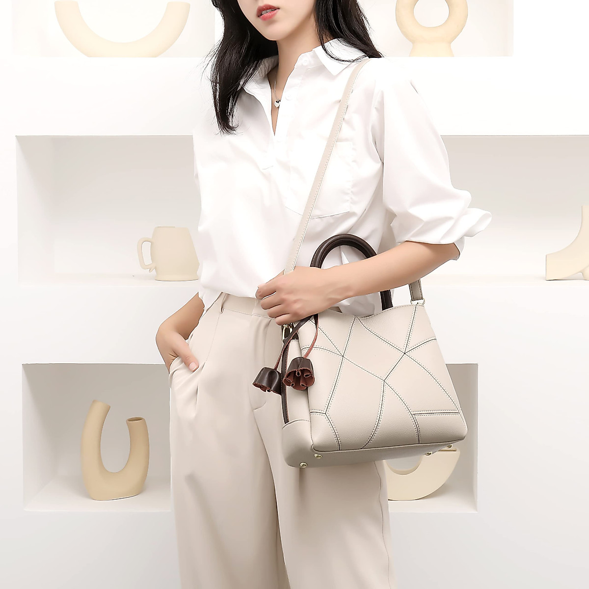 FSD.WG Womens Shoulder Bag Ladies Leather Purse and Top Handle Satchel Fashion Crossbody Bag