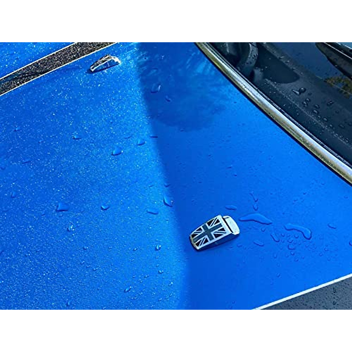 iJDMTOY (2) Black UK Union Jack Style Window Wiper Washer Spray Nozzle Covers Compatible With All MINI Cooper Models