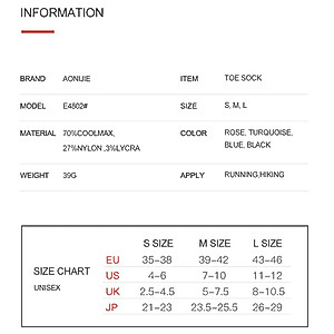 AONIJIE 3 Pair Sports Socks Multicolor Athletic Five Toe Socks for Men Women Running Hiking Basketball (Medium)