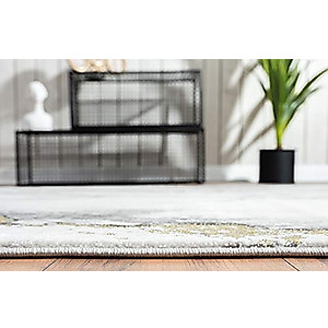 Abani Contemporary Area Rug, Non-Shed Modern Rugs Marble Print Dining Room Rug (Grey, 10' x 14')