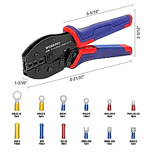 WORKPRO Crimping Tool Kit, Ratcheting Insulated Terminal Crimper for 22 to 10 AWG Wire, Crimping Pliers with 100 Pieces Terminal Connectors