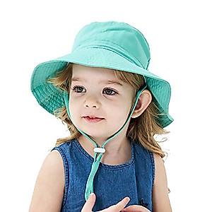 Baby Sun Hat Toddler Summer UPF 50+ Sun Protection Baby Boy Hats Beach Hats Wide Brim Bucket for Baby Girl Adjustable Kid Cap A 2 Pack Navy & Gray 0-6 Months