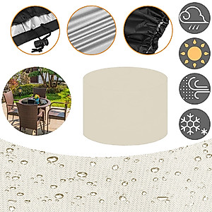XYXH Round Patio Table Covers 53" D x 31" H, Outdoor Patio Furniture Covers, Waterproof Garden Table Chairs Set Covers, 420D Heavy Duty Oxford Fabric Durable Dustproof
