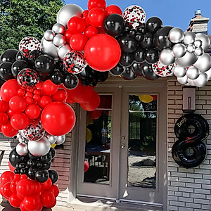 balloons- 50 Pack balloon garland kit,12inch black balloons & red balloons,with red and black balloons confetti balloons,for birthday balloons party balloons globos para decoracion de fiestas
