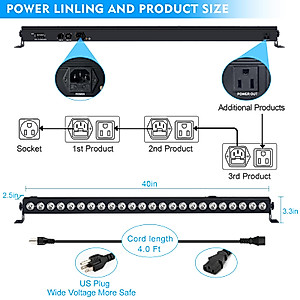 LED DMX Wash Light Bar - 96W 24LEDs RGBA Stage Light Bar Sound Activated Auto Play DJ Light Bar Uplights for Wedding Church Christmas Birthday Party Stage Lighting