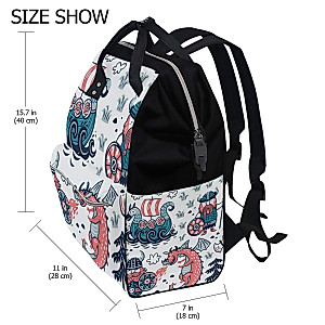ColourLife Diaper Bag Backpack Vikings Dragon Ship Casual Daypack Multi-Functional Nappy Bags