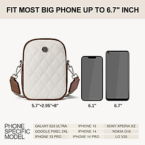 BOSTANTEN Small Quilted Crossbody Purses for Women Vegan Leather Cell Phone Bag with Adjustable Wide Strap