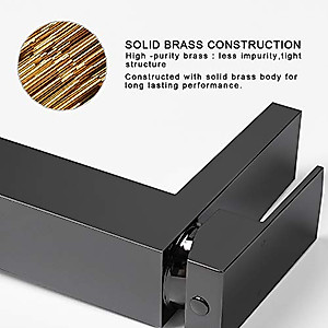 AWARA Single Handle Bathroom Faucet, Matte Black Bathroom Sink Faucet Solid Brass Single Hole Modern Bathroom Faucet Vanity Faucet with Pop-up Drain & Overflow & Water Supply Hoses