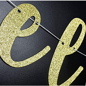 Felicidades Glitter Banner, Graduation, Wedding, Home Party Decorations, Congratulations Assembled Photo Backdrop Supplies (Gold)