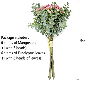 DLWJMDX A Bunch of Artificial Flowers Real Touch Babies Breath Flowers Artificial Eucalyptus Leaves Bouquet for Wedding Party Floral Arrangement Home Garden Office Festive Decoration