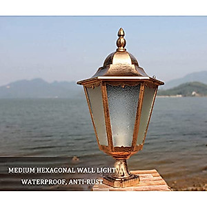 JSBDPHW Waterproof Gate Column Light European Style E27 Pillar Lamp Outdoor Courtyard Garden Post Light Glass Lampshade Lawn Lamp Base Lamp Landscape Light