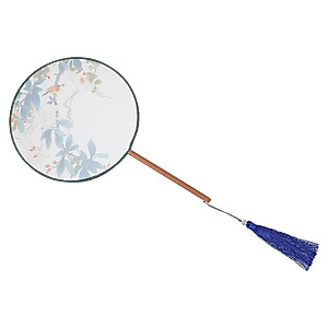 Abaodam Translucent Round Fan Handmade Handheld Fan Chinese Fans Folding Fan Vintage Paddle Hand Fan Women Boutique Cosplay Fan Prop Handheld Mini Fan Retro Fan Women's Hanfu Silk China